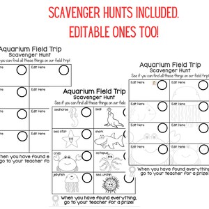 Aquarium Field Trip / Scavenger Hunt / Worksheets / Printables / Books ...
