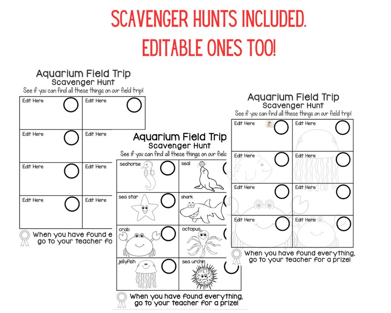 Aquarium Field Trip / Scavenger Hunt / Worksheets / Printables / Books ...