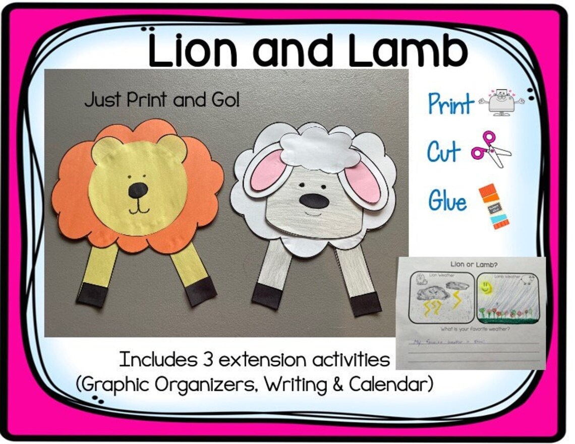 Lion and Lamb Craft Print and Go Craft Education Activity Homeschool ...