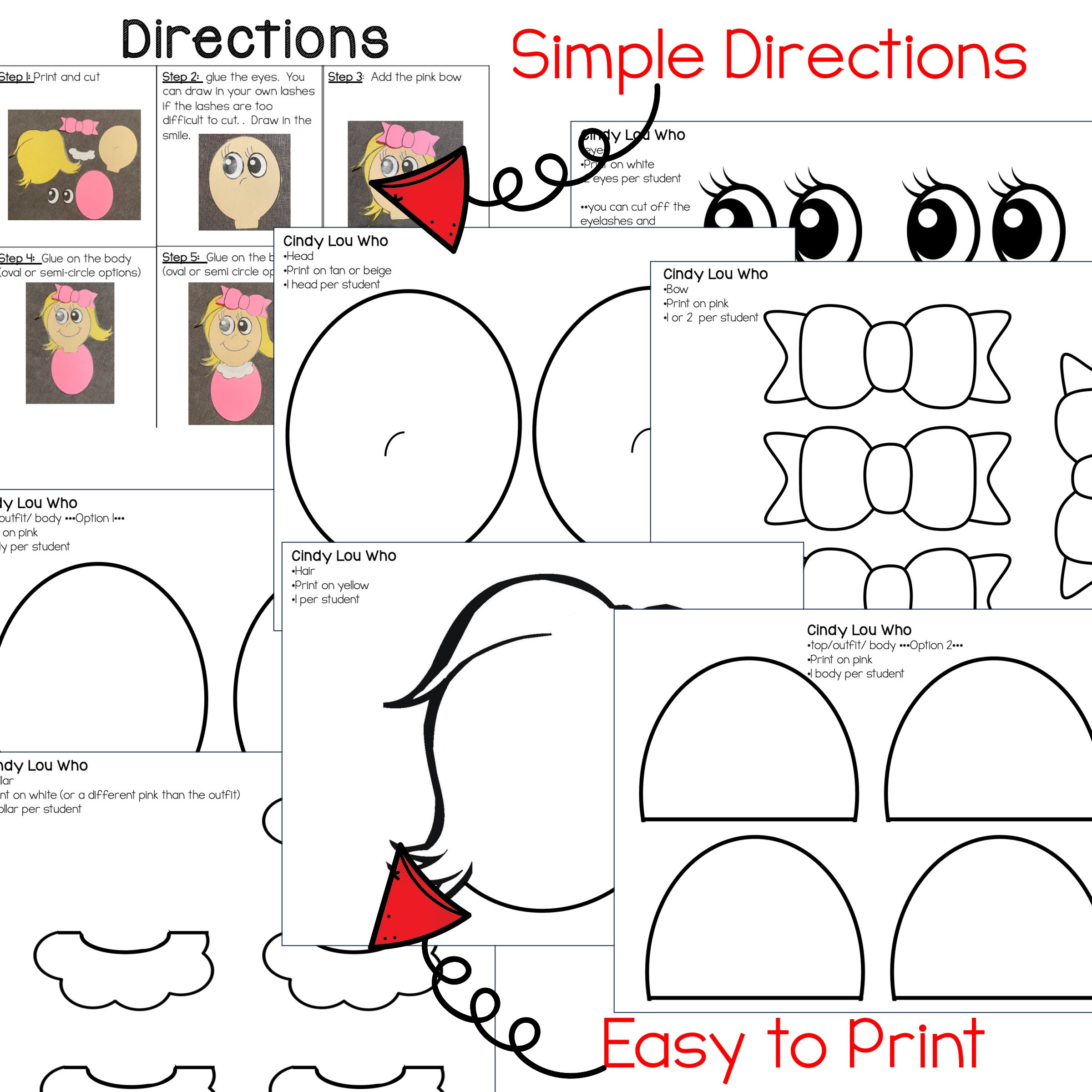 The Grinch and Cindy Lou Who Printable Craft Digital File - Etsy