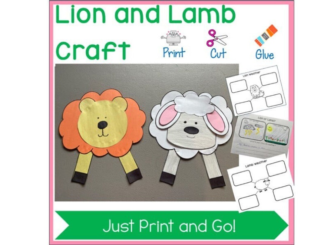 Lion and Lamb Craft - March Craft - Printable - Etsy