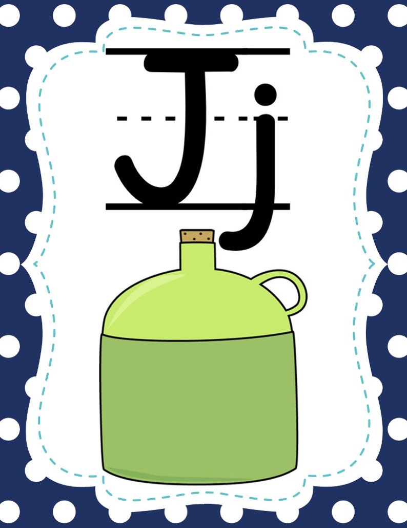 Navy Polka Dot Alphabet Posters - ABC - Homeschool - Preschool - First ...