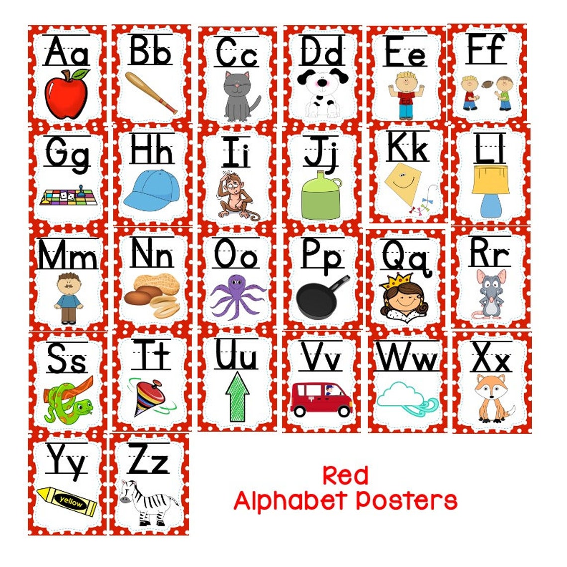 Red Polka Dot Alphabet Posters - ABC - Homeschool - Preschool ...