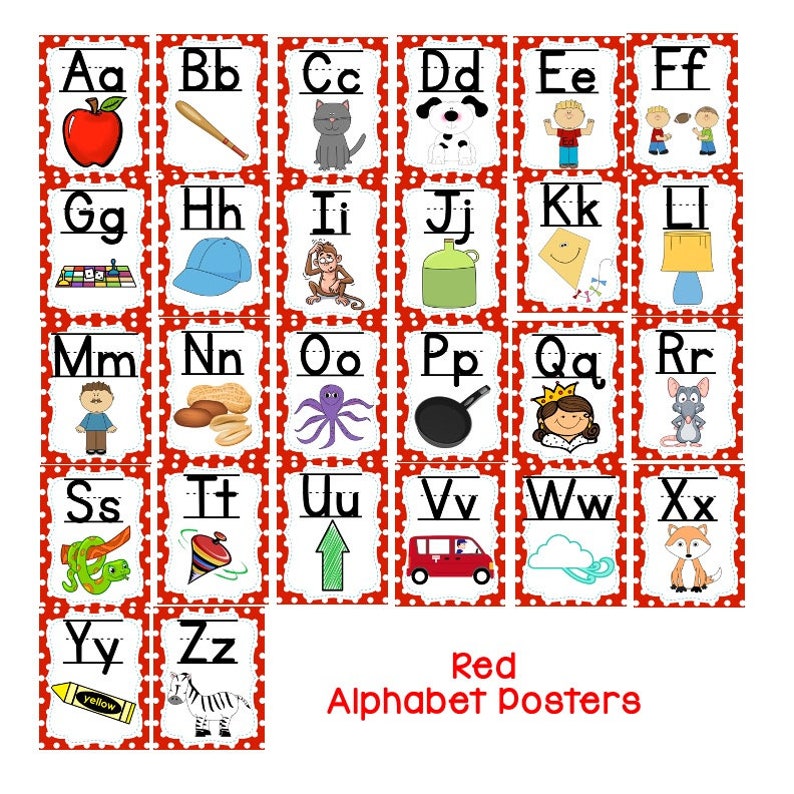 Red Polka Dot Alphabet Posters - ABC - Homeschool - Preschool ...