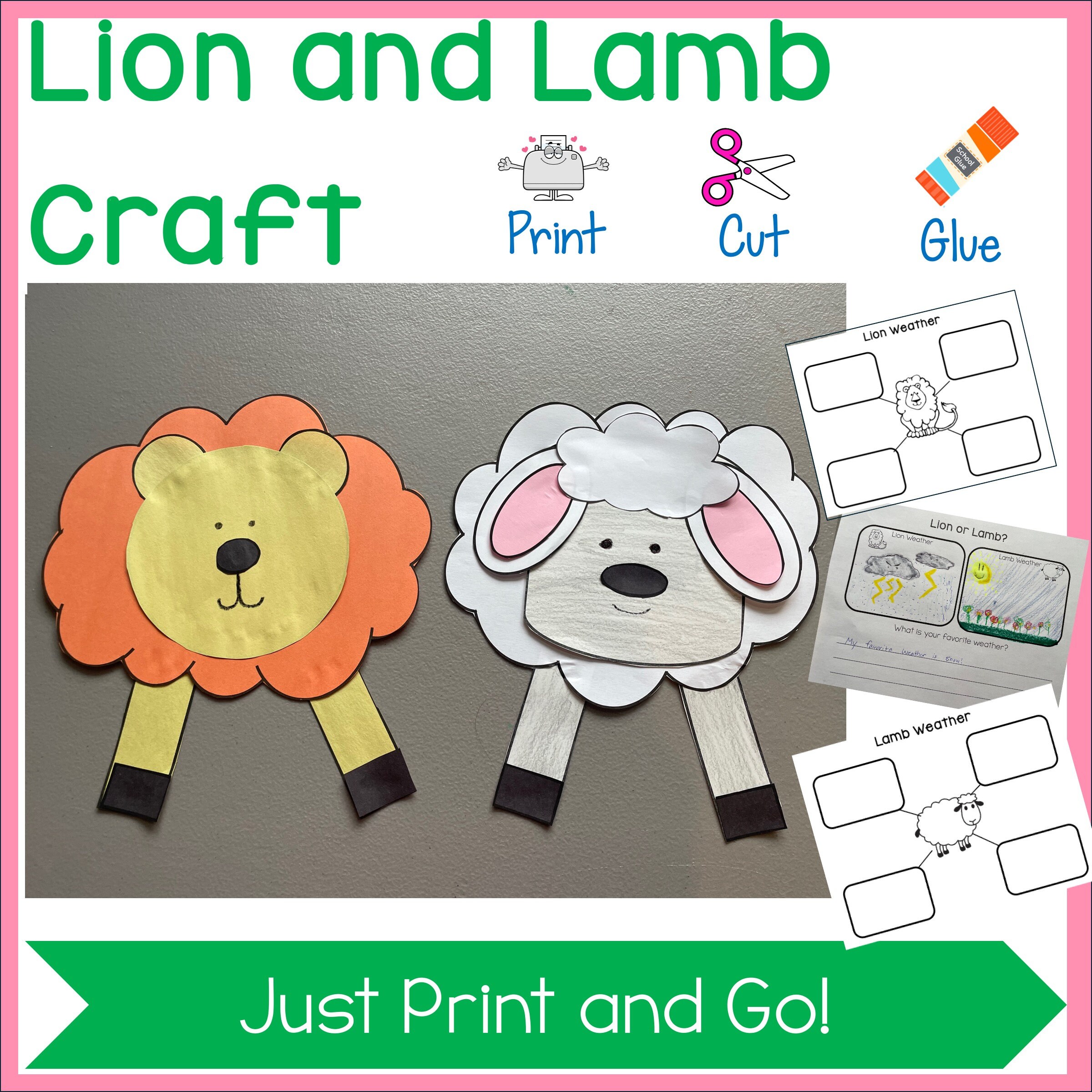 Lion and Lamb Craft - March Craft - Printable - Etsy