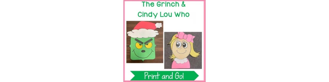 The Grinch and Cindy Lou- December / Christmas Printable Craft - Etsy