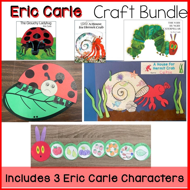 Eric Carle Craft Bundle - 3 Printable Crafts - Hungry Caterpillar ...