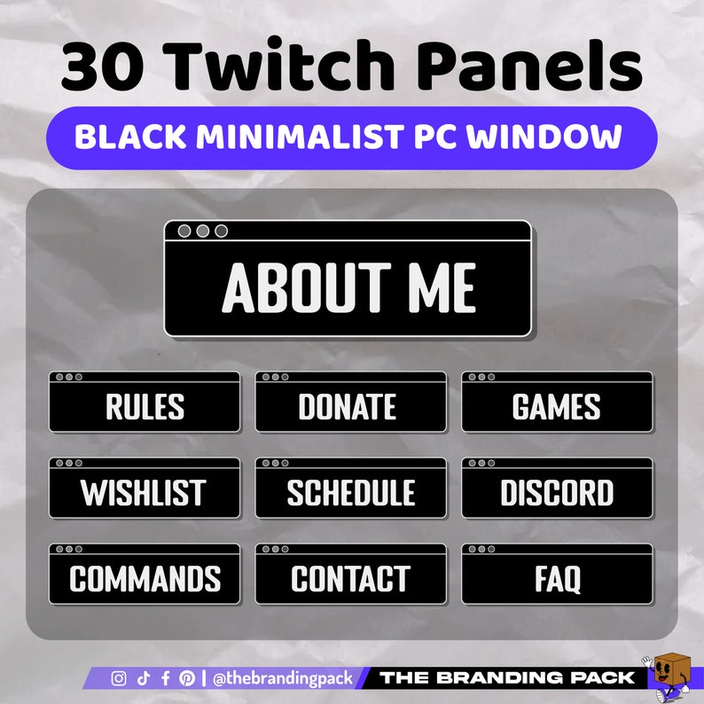 30 Twitch Panels Black Minimalist Window | Cute Twitch Panels for ...