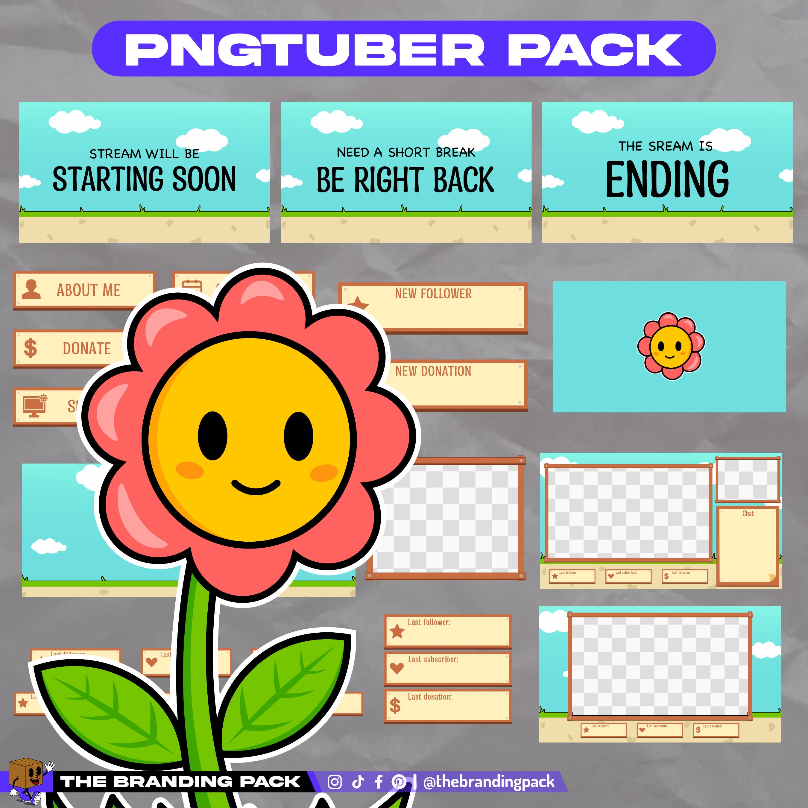 Stream Overlays Pngtuber Pack Flower Pngtuber Camera Overlays Twitch ...