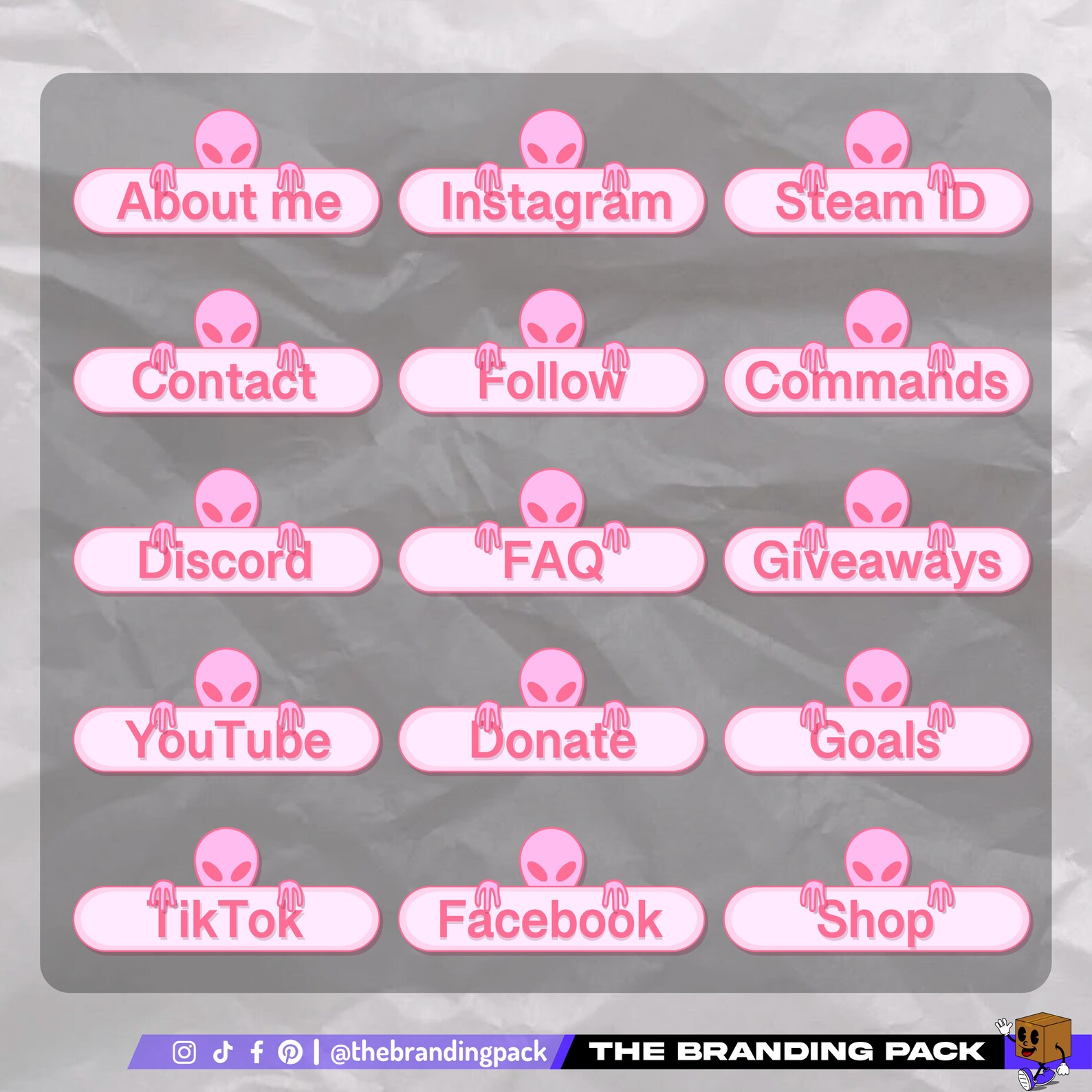 30 Twitch Panels Pink Alien | Cute Twitch Panels for Streaming ...