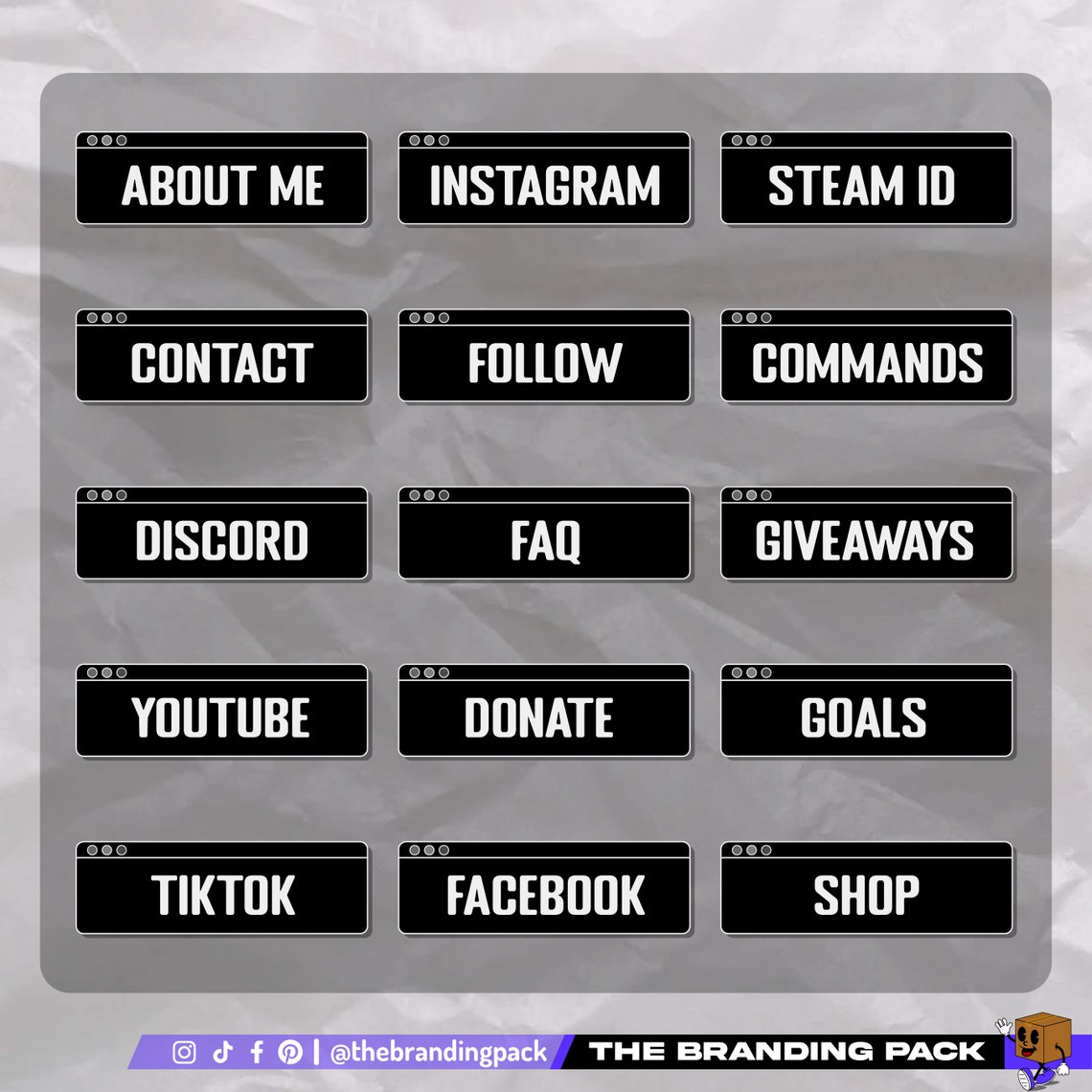 30 Twitch Panels Black Minimalist Window | Cute Twitch Panels for ...