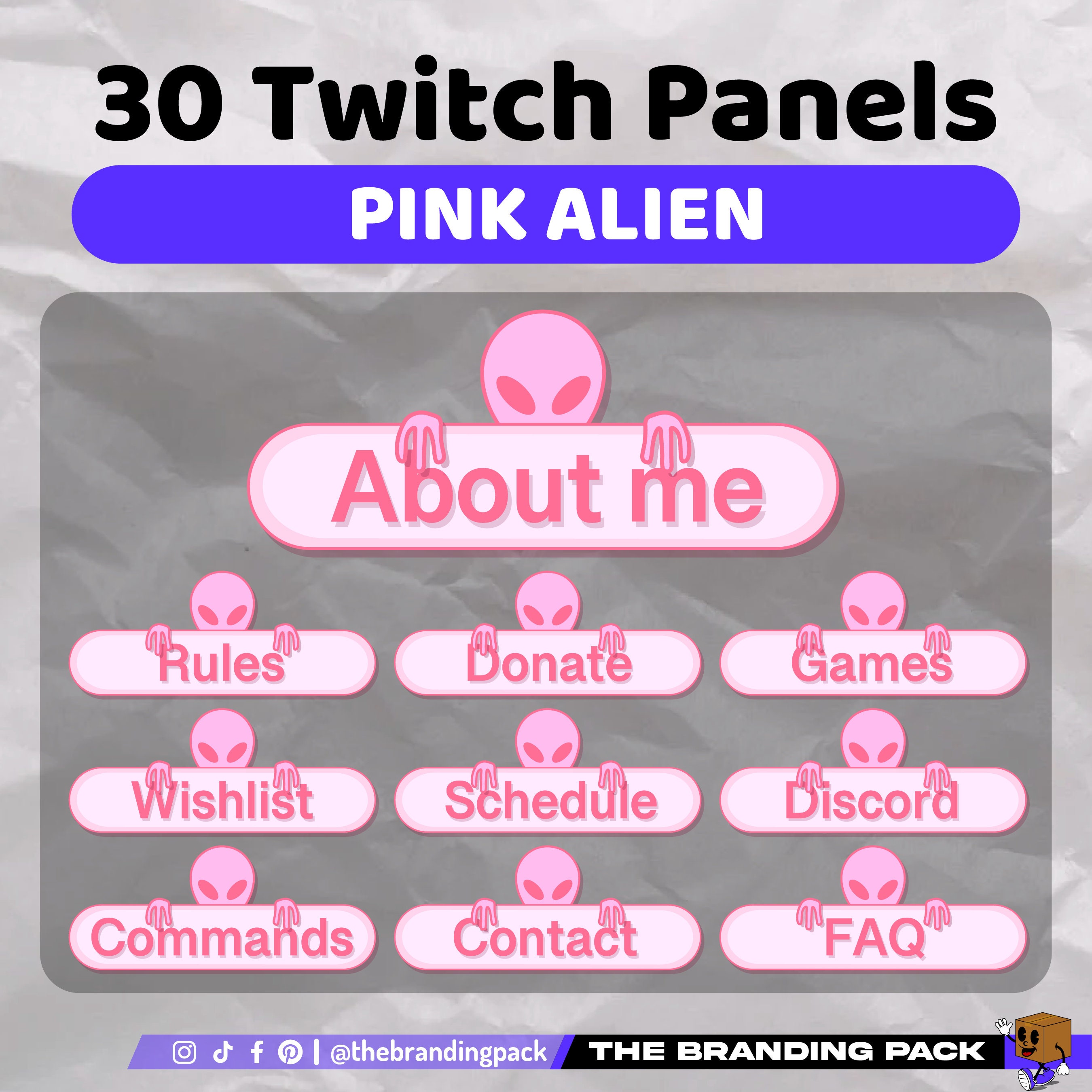 30 Twitch Panels Pink Alien | Cute Twitch Panels for Streaming ...