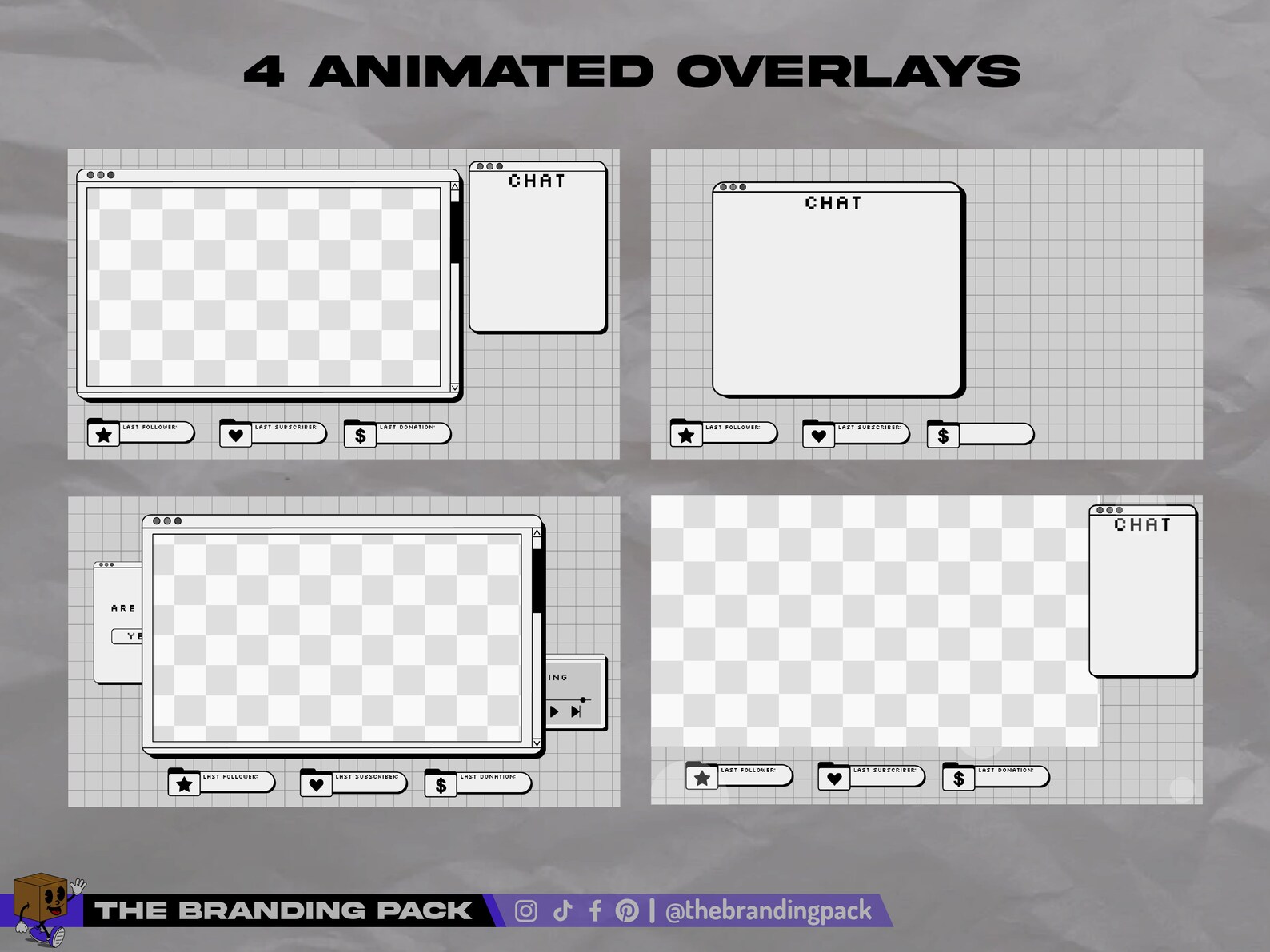 Stream Overlays + Pngtuber Pack | Grey Cat Pngtuber | Camera Overlays ...