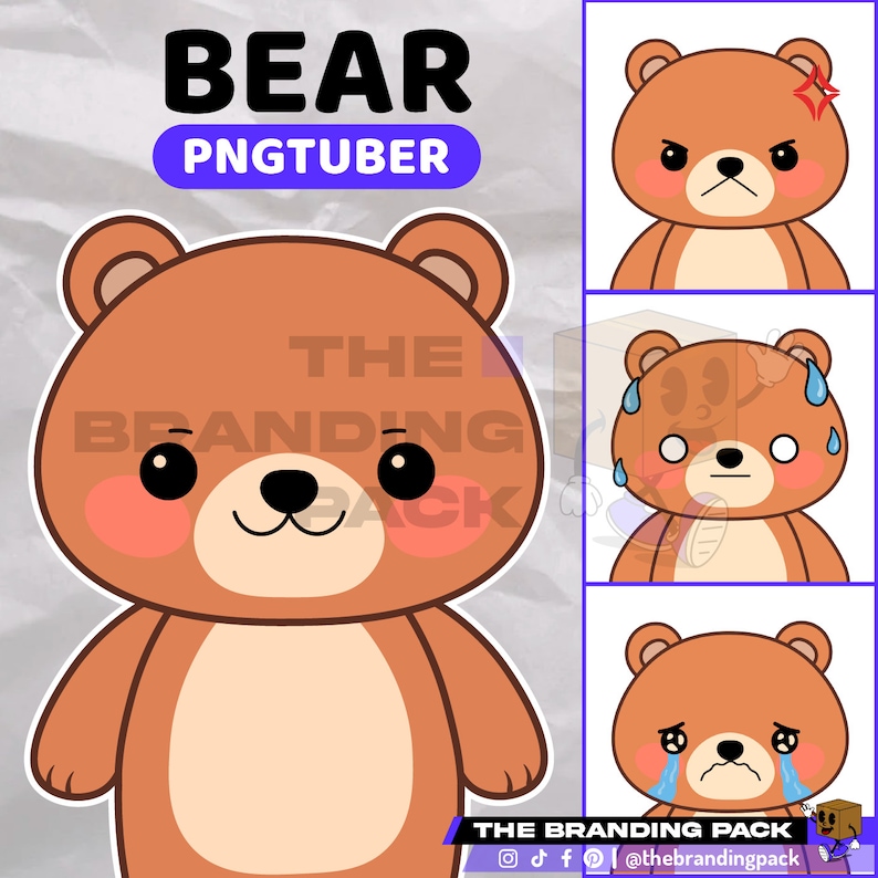 Brown Bear Pngtuber | Pngtuber Twitch | Pngtuber Premade | Streaming | Ready to Use Obs ...