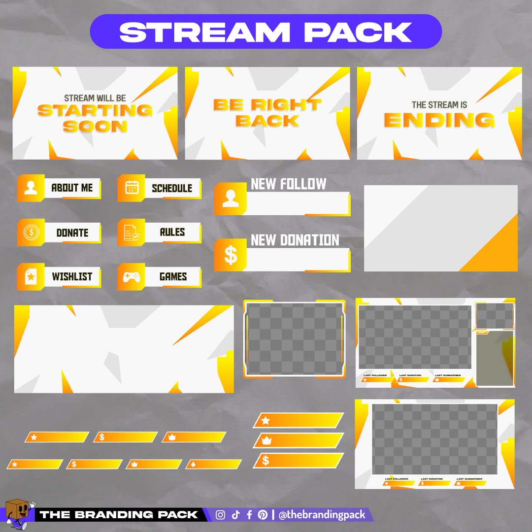 Yellow Futuristic Stream Pack Overlays | Camera Overlays | Twitch ...