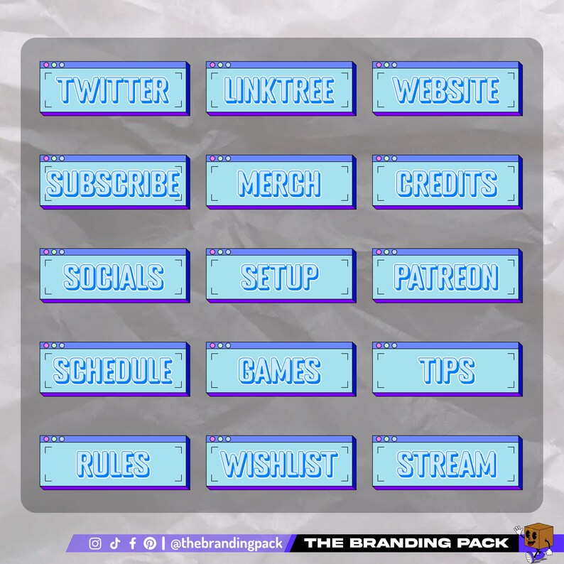30 Twitch Panels Blue Retro Window Cute Twitch Panels for Streaming ...