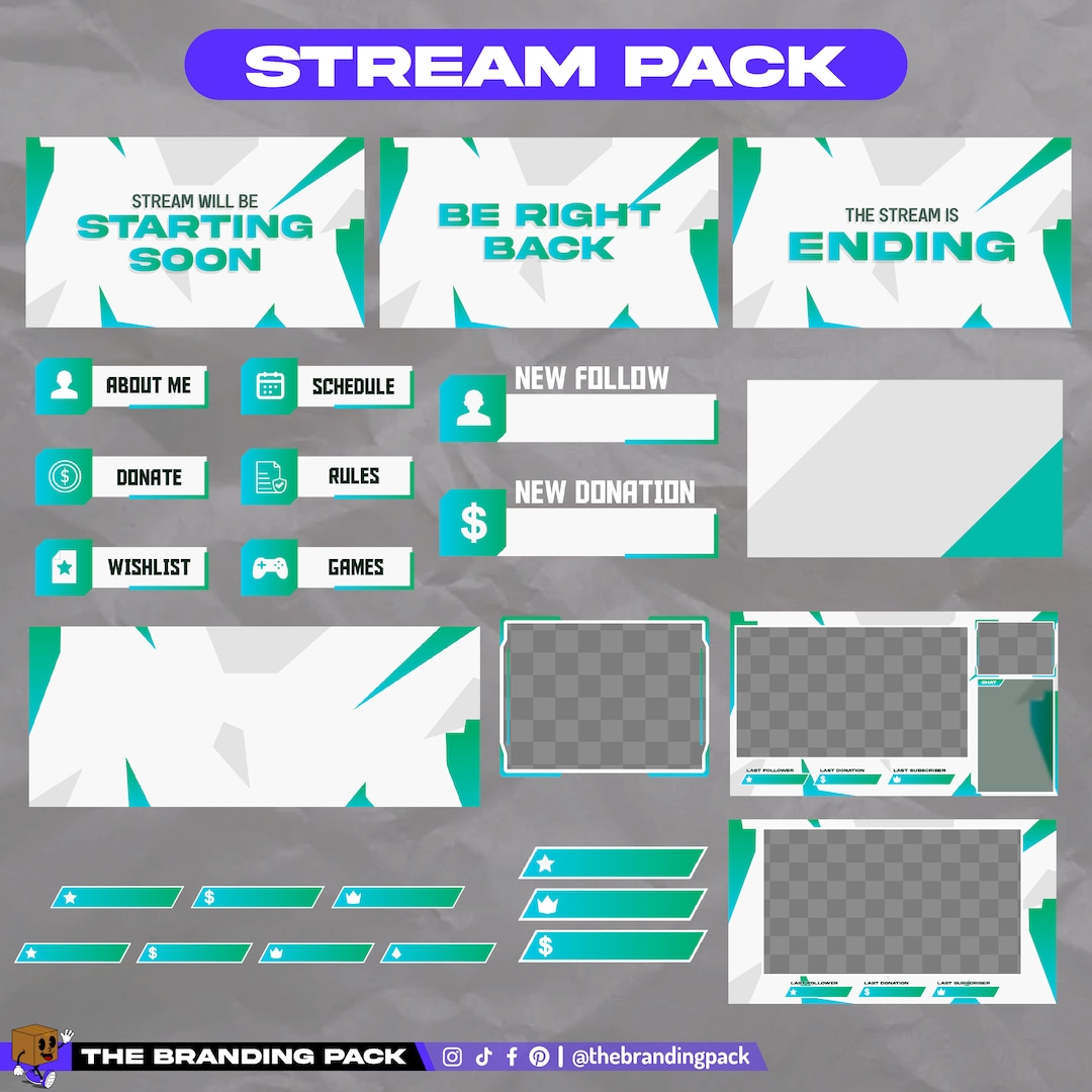 Green Futuristic Stream Pack Overlays | Camera Overlays | Twitch Alerts ...
