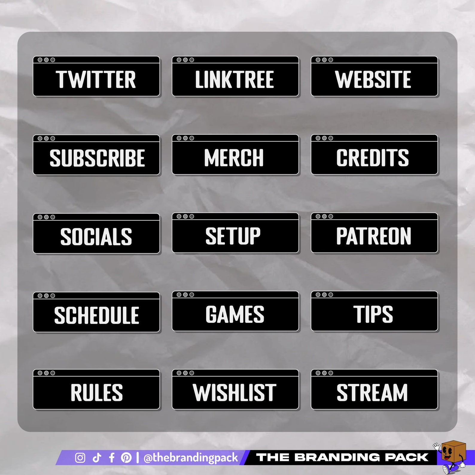 30 Twitch Panels Black Minimalist Window | Cute Twitch Panels for ...