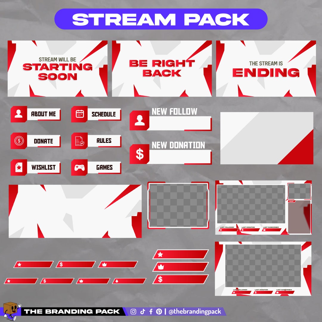 Red Futuristic Stream Pack Overlays | Camera Overlays | Twitch Alerts ...