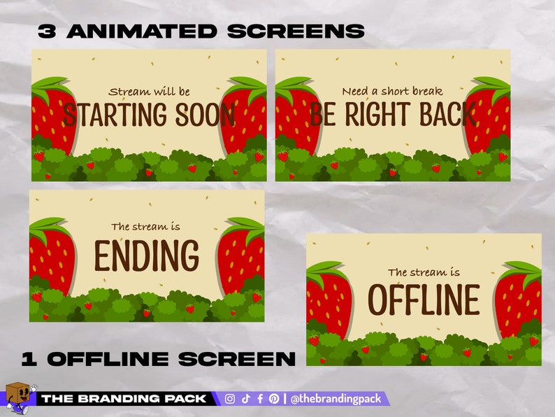 Strawberry Stream Pack Overlays | Camera Overlays | Twitch Alerts ...