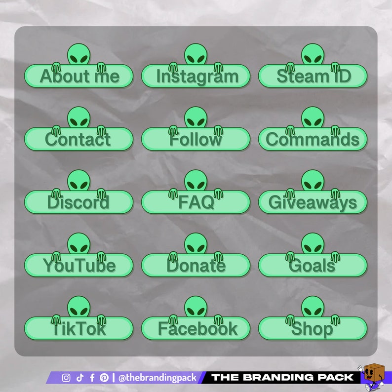 30 Twitch Panels Green Alien | Cute Twitch Panels for Streaming ...