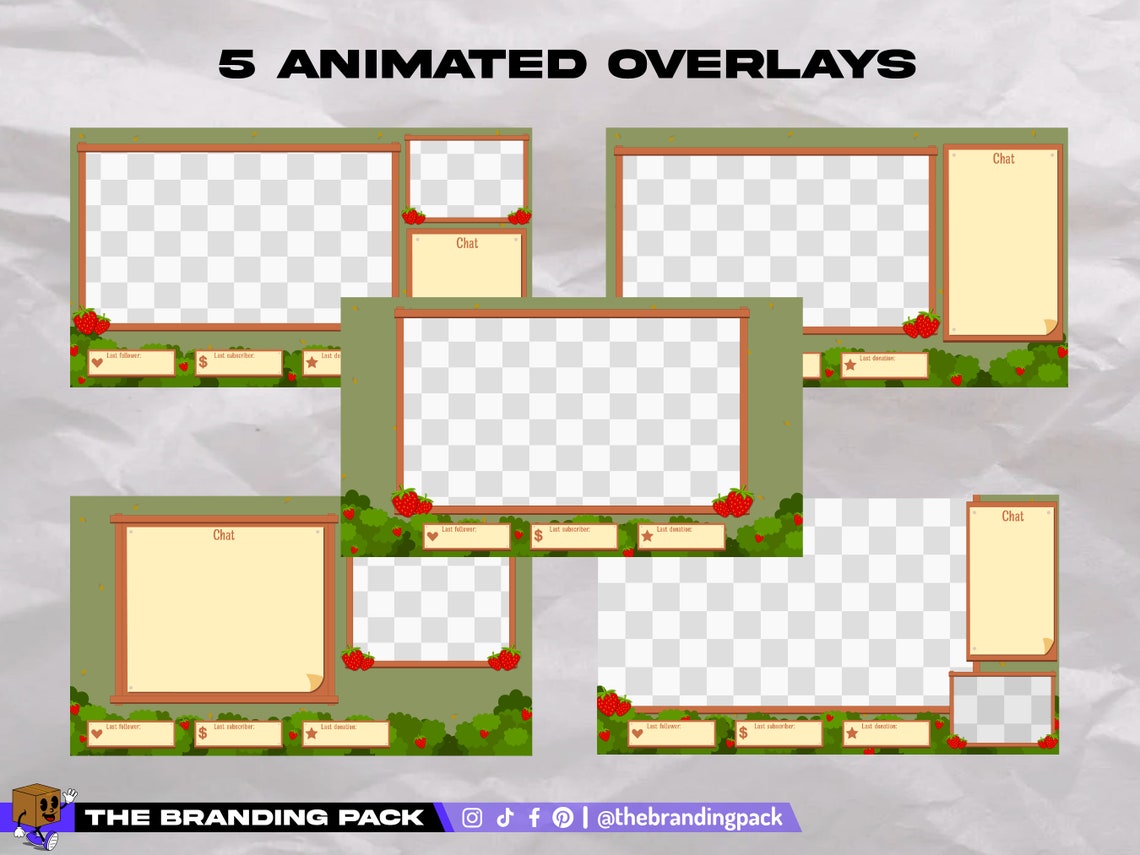 Strawberry Stream Pack Overlays | Camera Overlays | Twitch Alerts ...