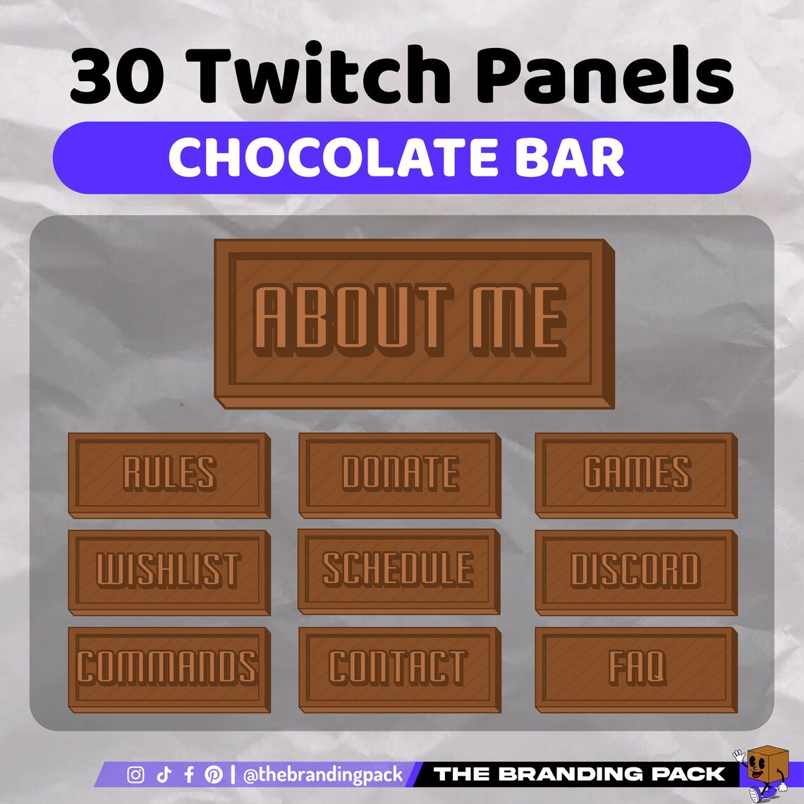 30 Twitch Panels Chocolate Bar Cute Twitch Panels for Streaming ...