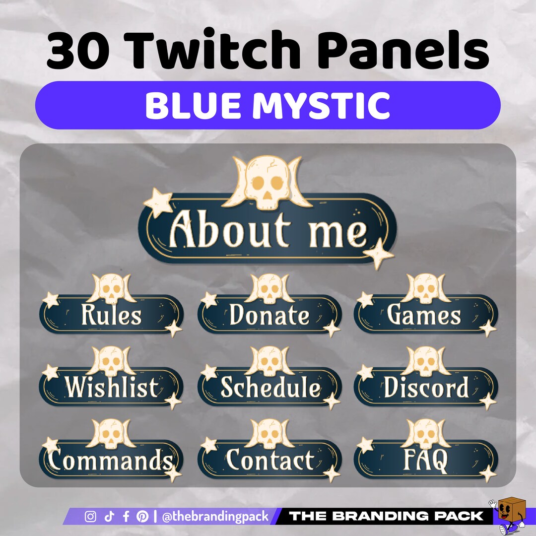 30 Twitch Panels Blue Mystic | Cute Twitch Panels for Streaming ...