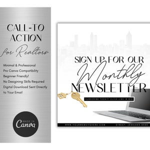 Monthly Newsletter Call-to-action for Real Estate Agents - Etsy