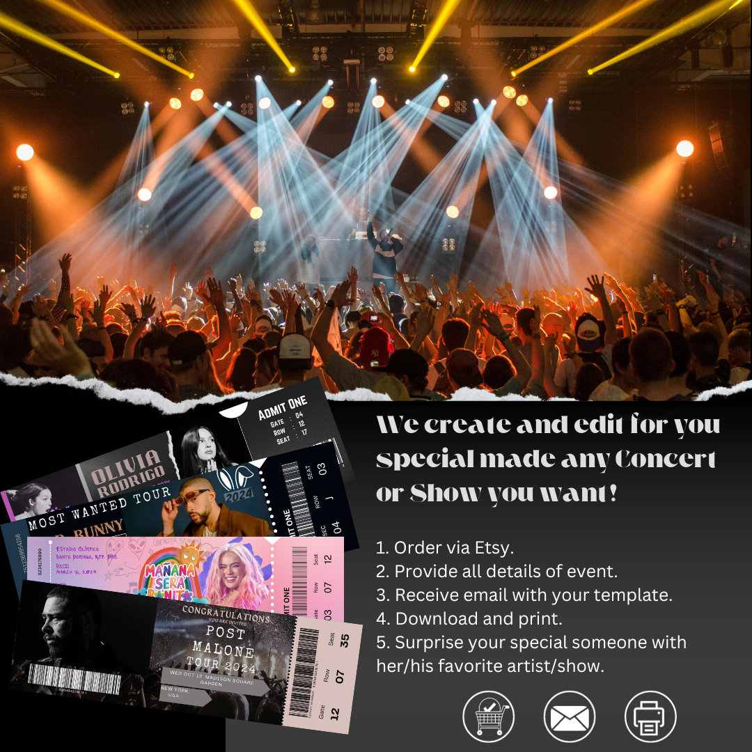 Personalized Ticket Concert Custom Ticket , Concert Ticket Gift ...