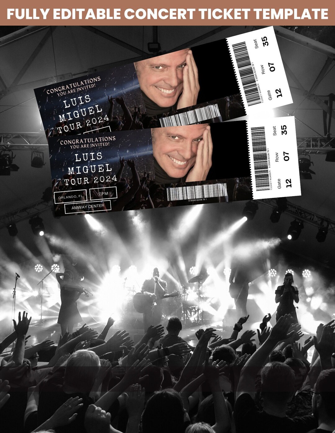 Luis Miguel Ticket Template Personalized Printable Concert - Etsy UK
