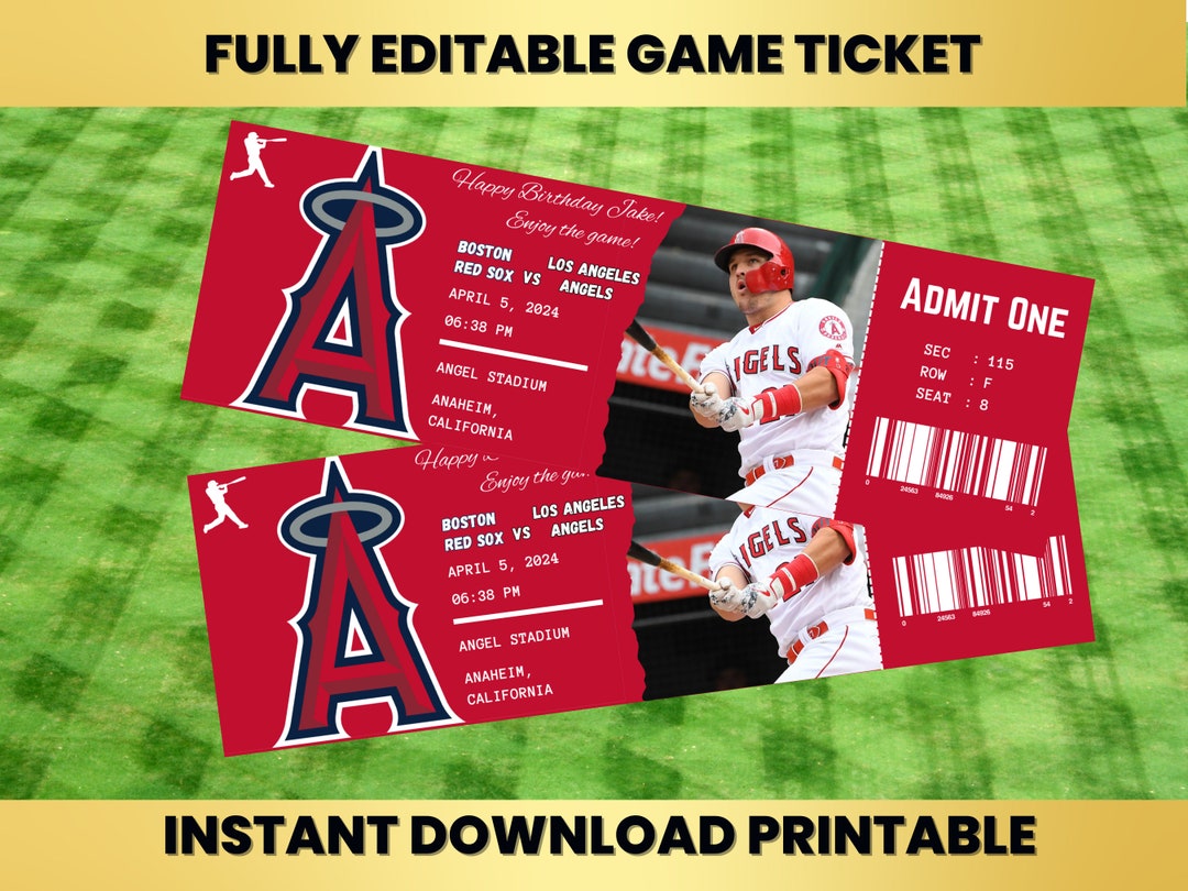 Instant Download Printable, Angels Ticket Game, Baseball Editable ...