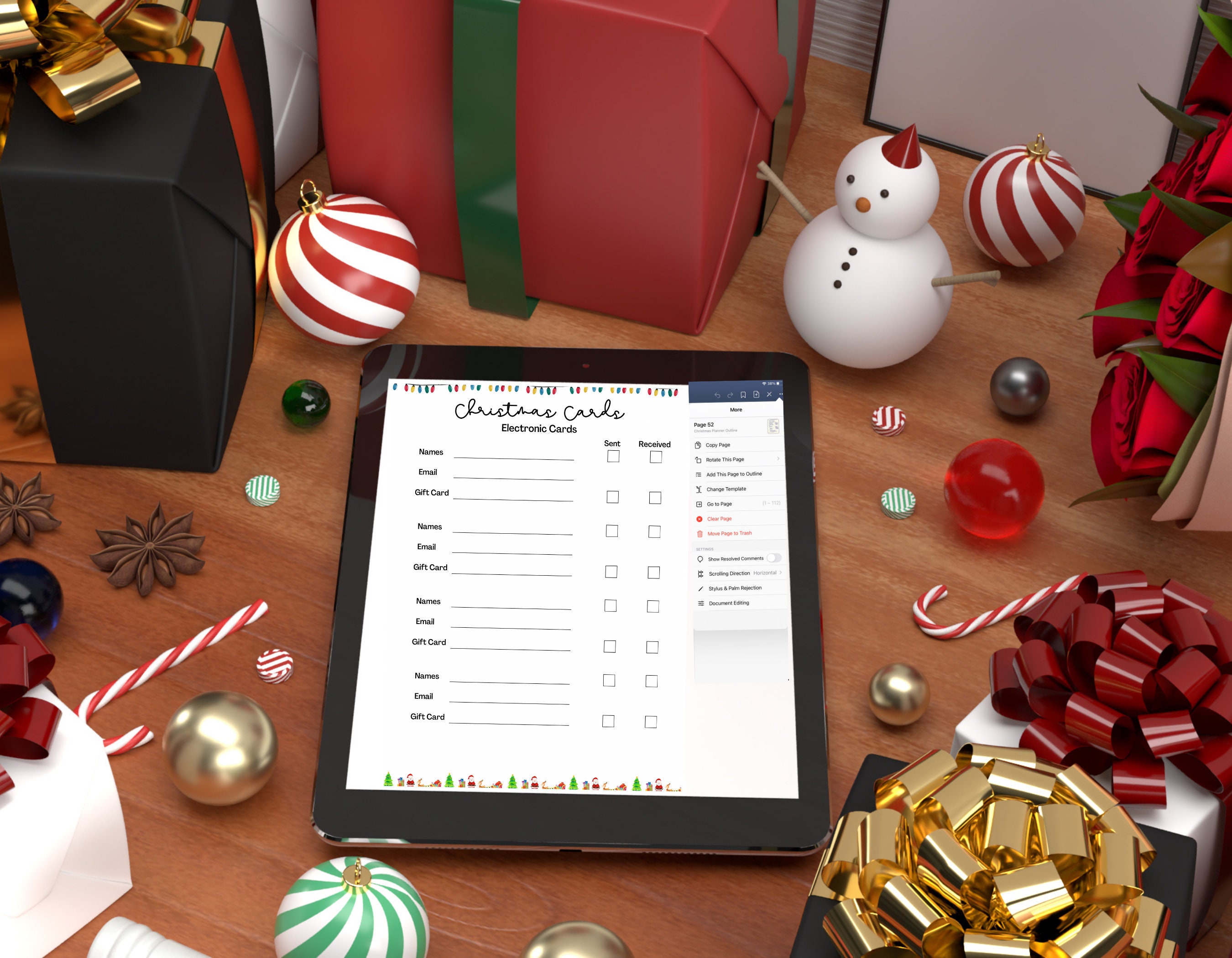 Christmas Cards Goodnotes PDF Printable Digital Planner Insert - Etsy