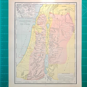 Map of Palestine Under the Reign of the Judges (original 1899) - Etsy