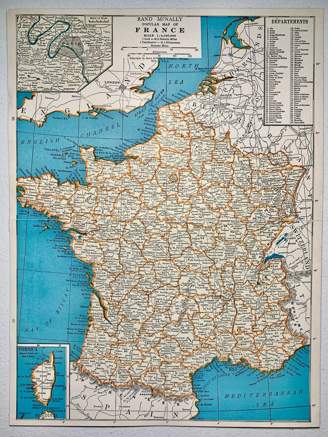 Map of France (original 1933) - Etsy
