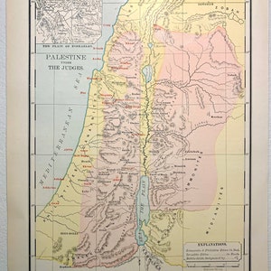 Map of Palestine Under the Reign of the Judges (original 1899) - Etsy