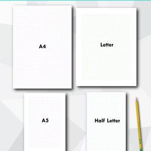 Dot Grid Paper Bundle, Printable, Fillable 6 Colors, (sizes: A4, A5 ...