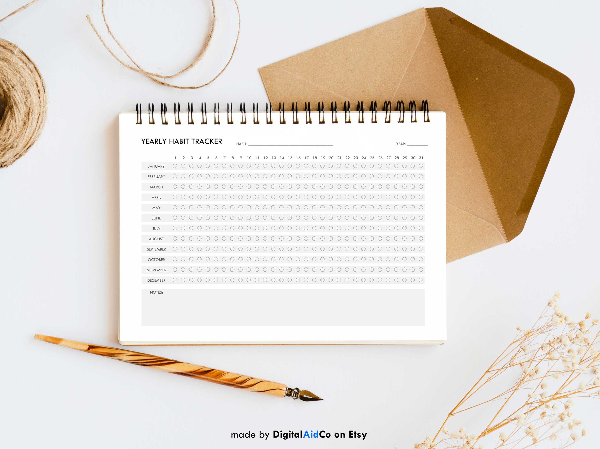 Yearly Habit Tracker, Printable, Template Challenge, Routine Checker ...