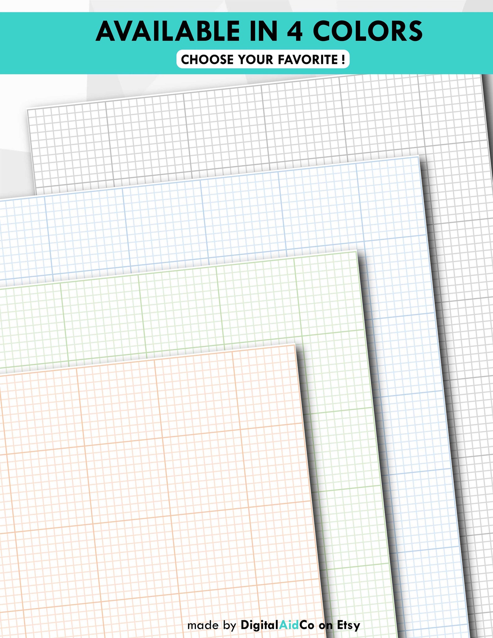 10 Square per Inch Graph Paper, Printable, 6 Colors, (sizes: A4, A5 ...