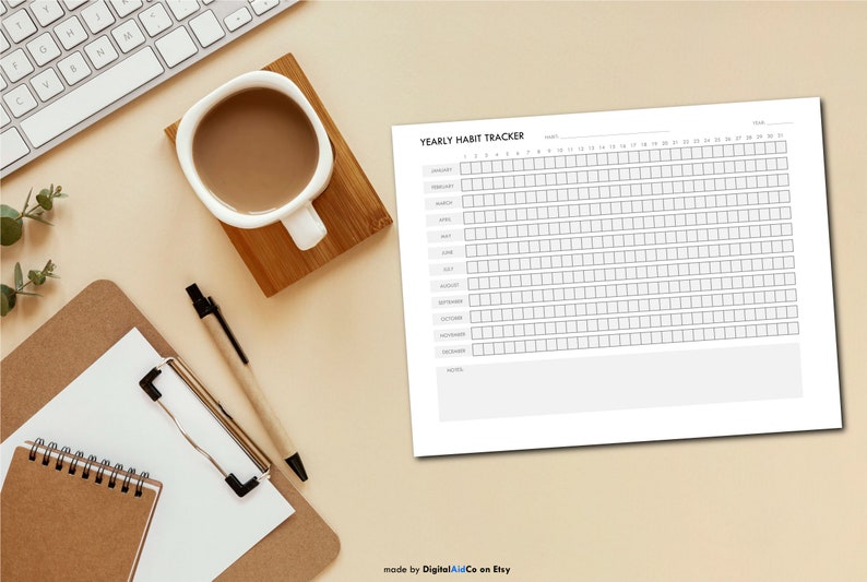Yearly Habit Tracker, Printable, Template Challenge, Routine Checker ...