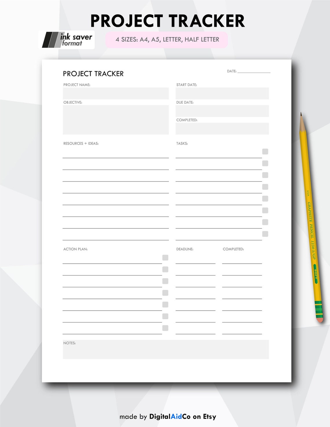 Project Tracker Organizer, Printable, Goal Planner, Productivity ...