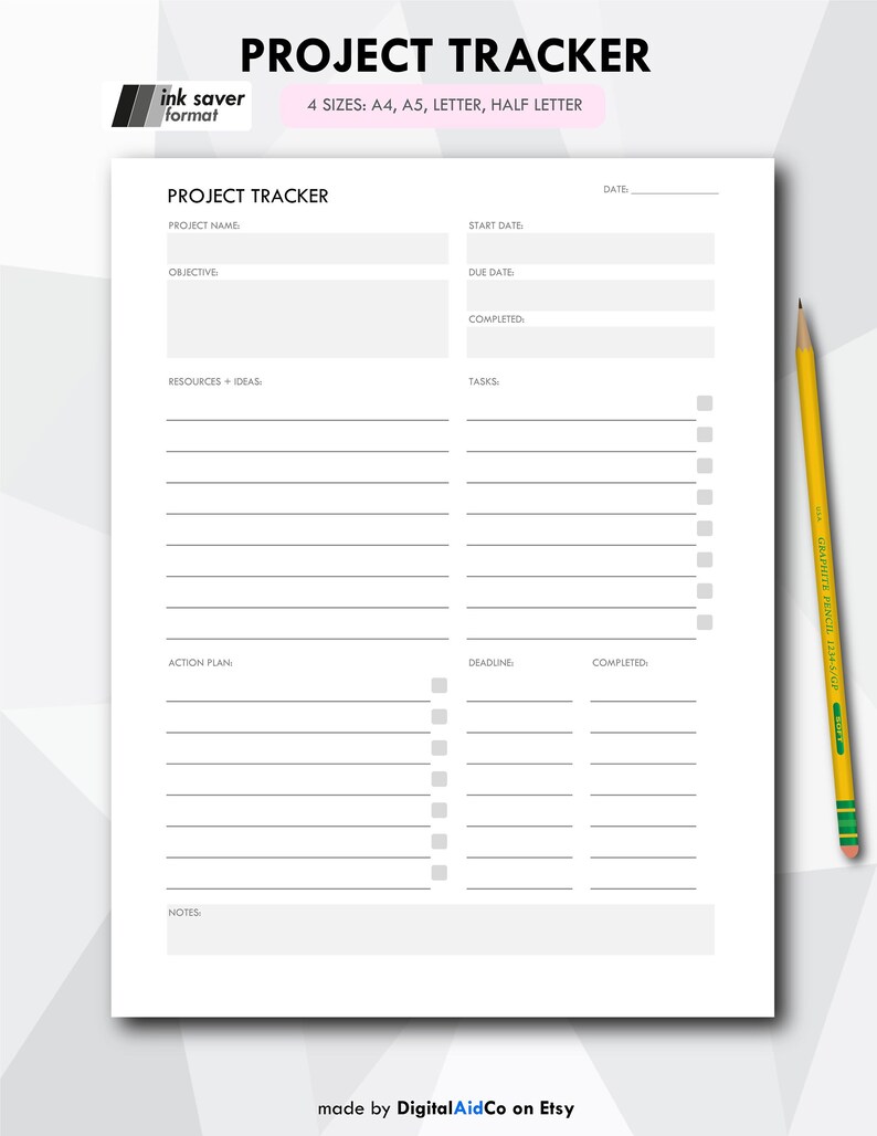 Project Tracker Organizer, Printable, Goal Planner, Productivity ...