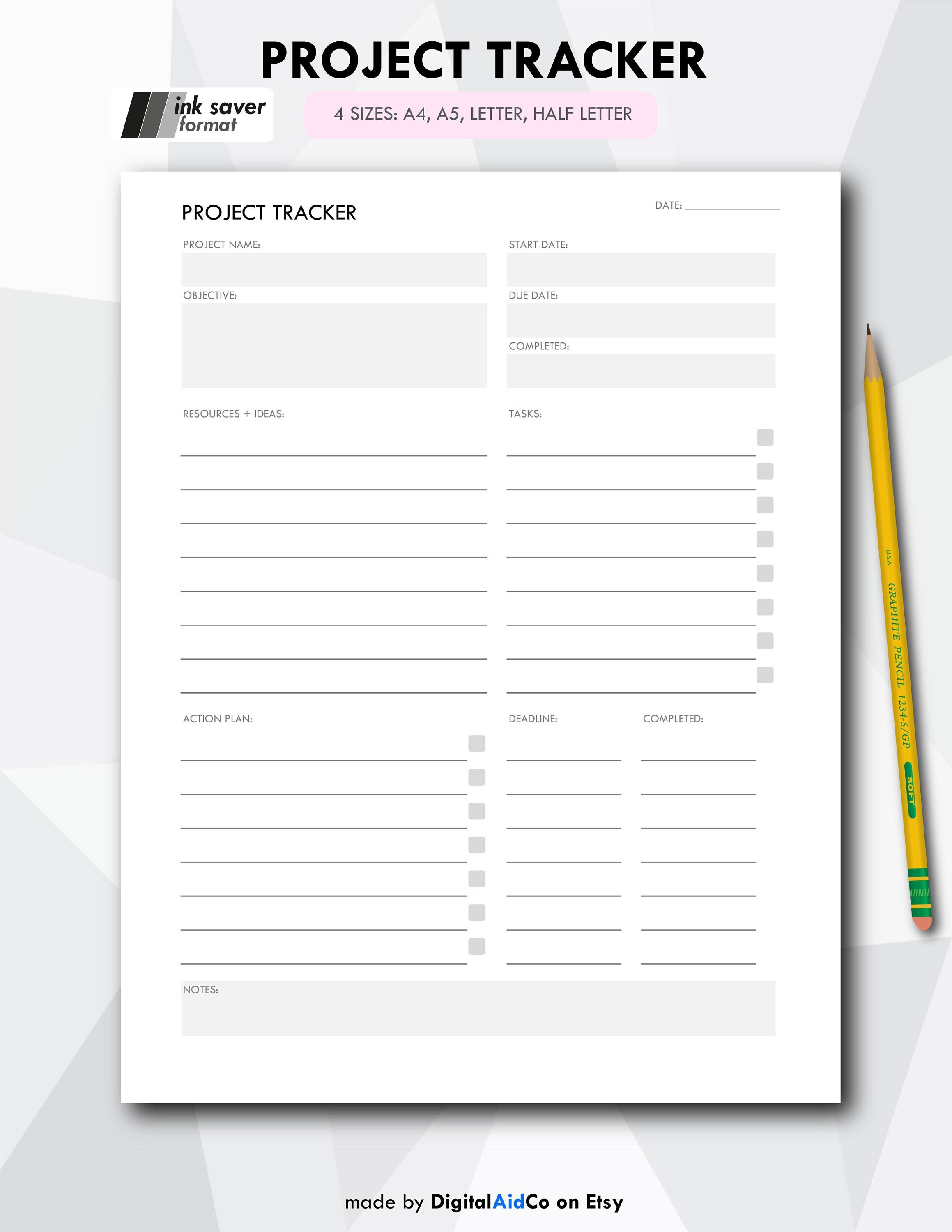 Project Tracker Organizer, Printable, Goal Planner, Productivity ...