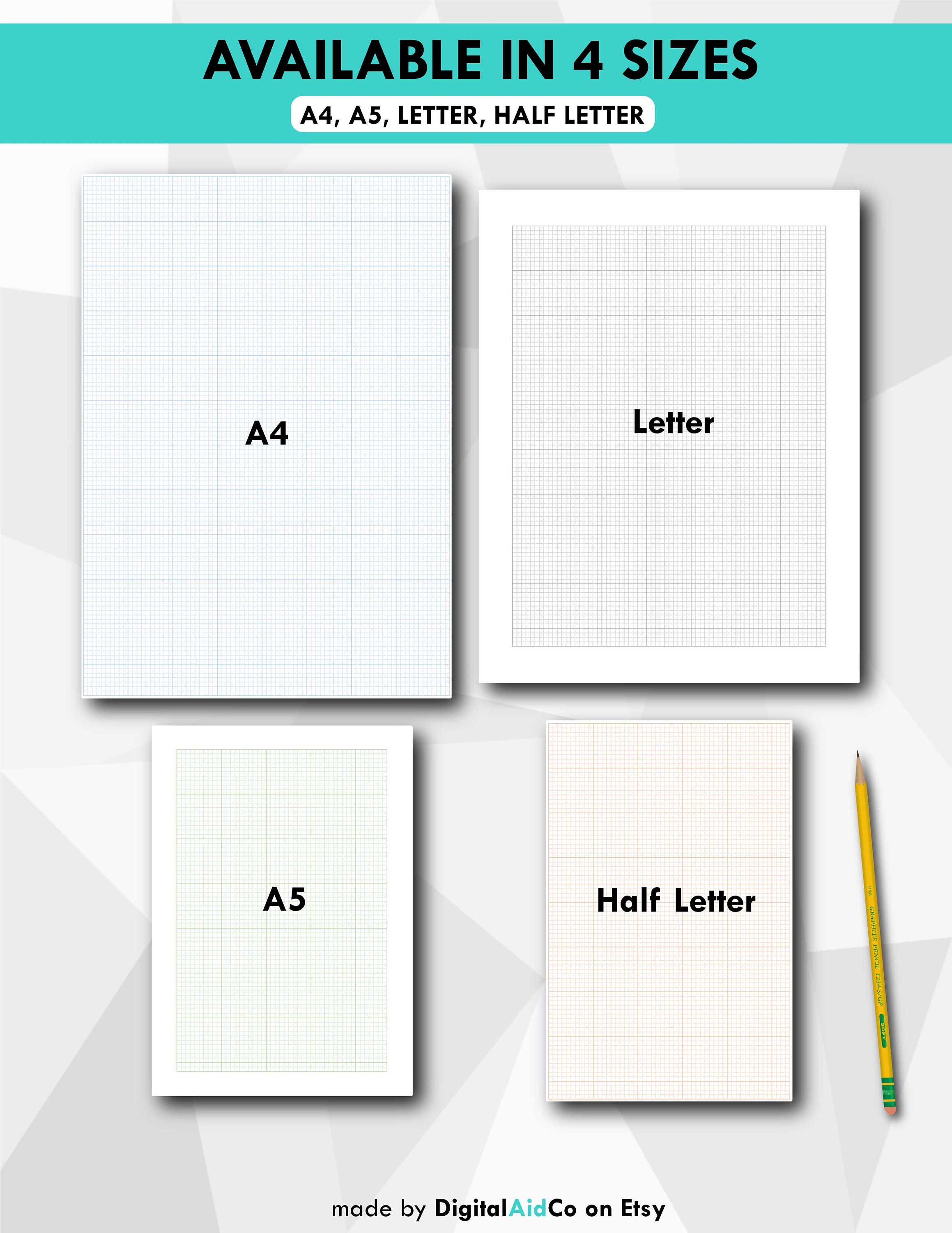 10 Square per Inch Graph Paper, Printable, 6 Colors, (sizes: A4, A5 ...
