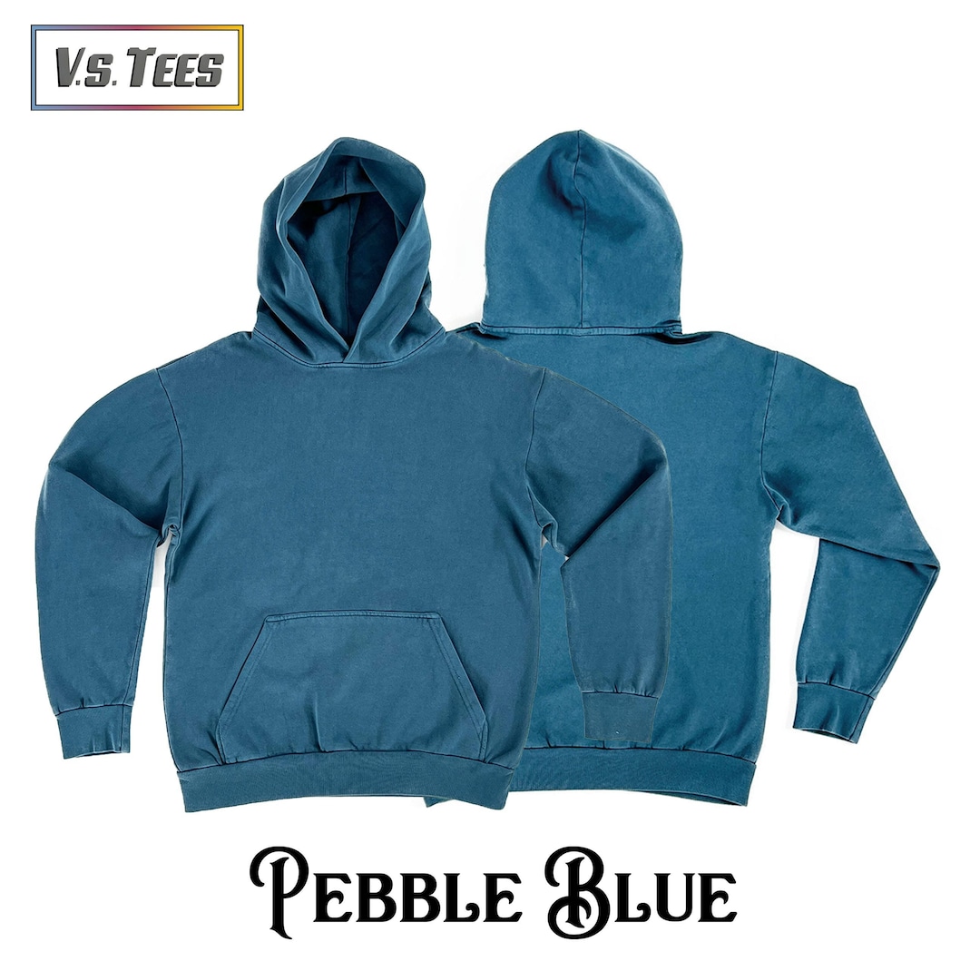 Pebble Blue Streetwear Hoodie, Hoodies for Women, Classic Hooded Sweater, Blank Hoodie ...