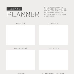 5 Color Weekly Planner Printable, Minimalist Weekly Schedule, Week at a ...