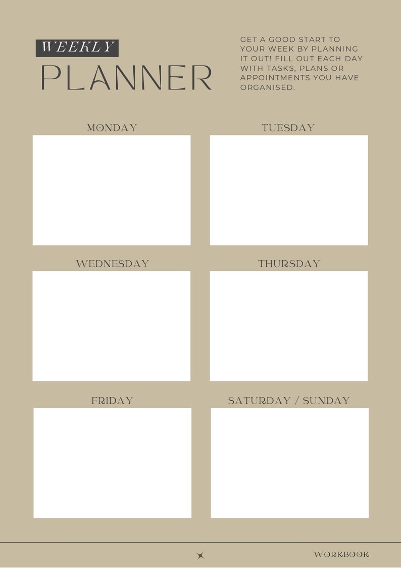 5 Color Weekly Planner Printable, Minimalist Weekly Schedule, Week at a ...
