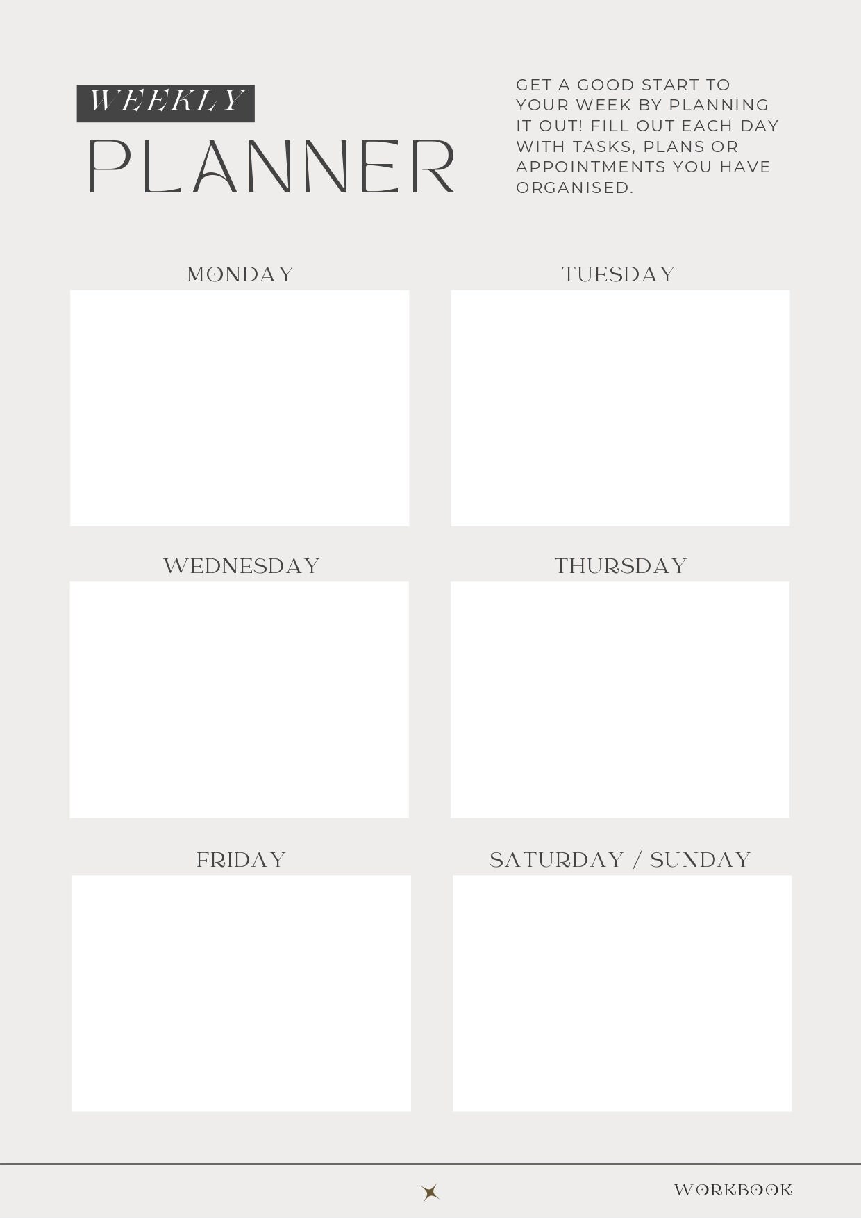 5 Color Weekly Planner Printable, Minimalist Weekly Schedule, Week at a ...