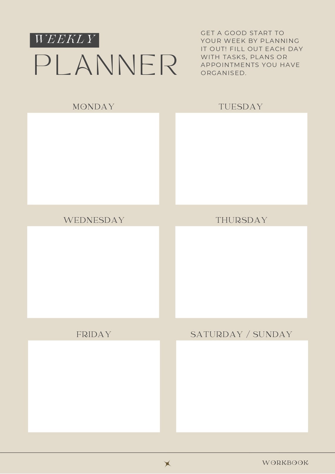 5 Color Weekly Planner Printable, Minimalist Weekly Schedule, Week at a ...
