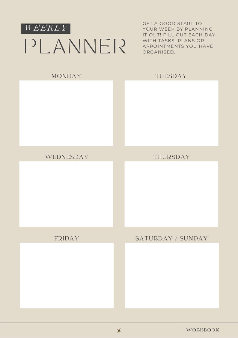 5 Color Weekly Planner Printable, Minimalist Weekly Schedule, Week at a ...